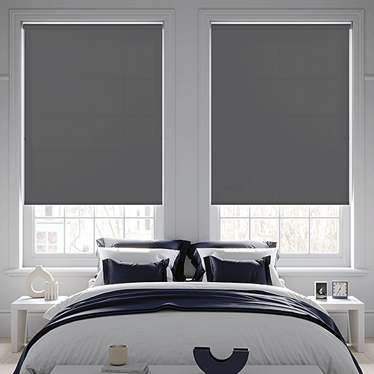 Banlight Duo FR Charcoal Roller Blind - Battery Powered – Blinds4All.co.uk